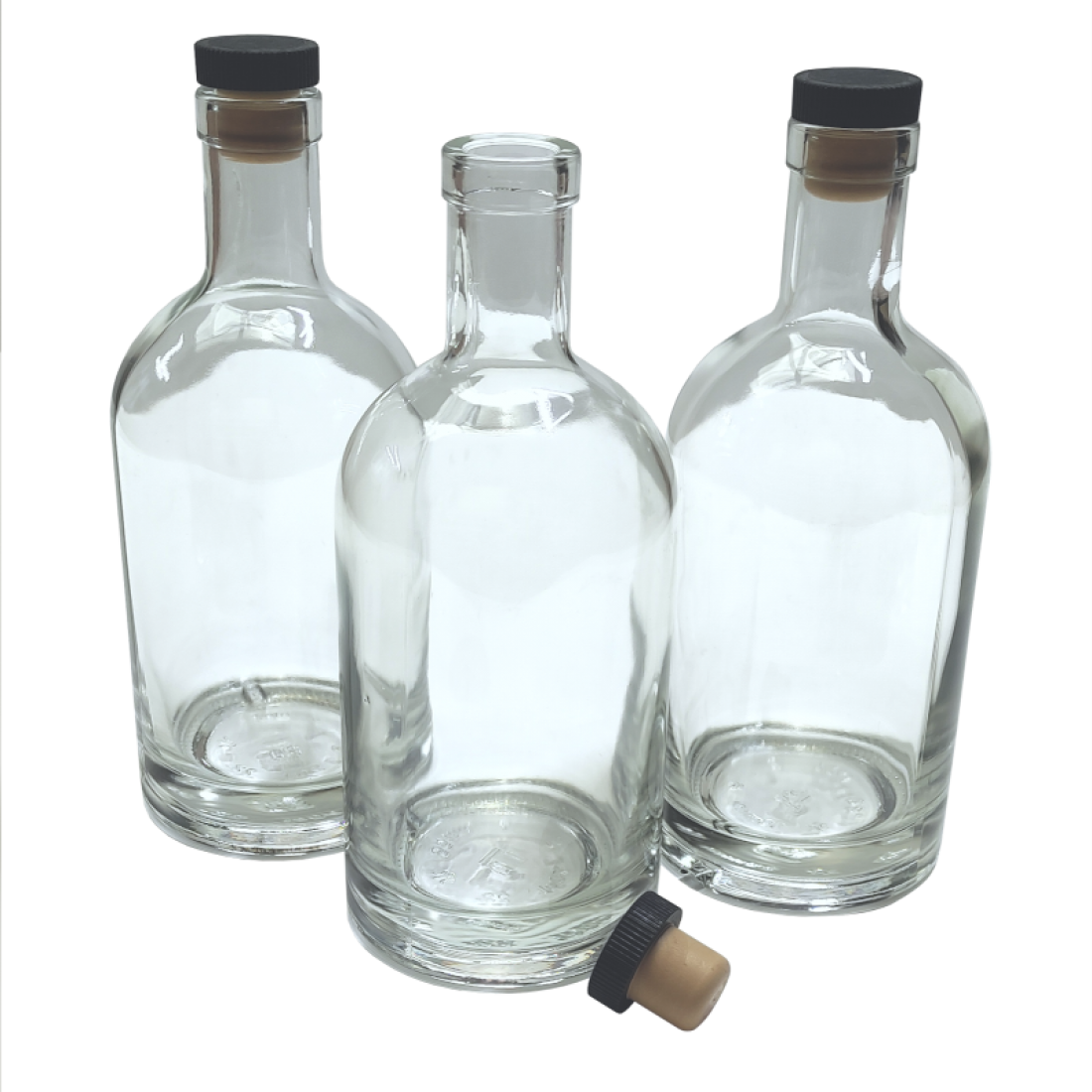 700ml Heavy Base Bottles With Black Stoppers - For Spirits / Gin - Pack ...