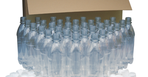 500ml Clear Pet Plastic Bottles With White Caps - Pack Of 40 - The ...