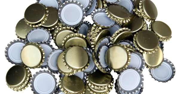 1000 Gold Crown Caps - 26mm - For Standard Beer Bottles - The Homebrew ...