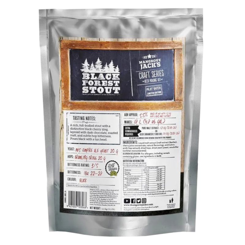 Mangrove Jack Craft Series Black Forest Stout - 18 Litre Beer Kit